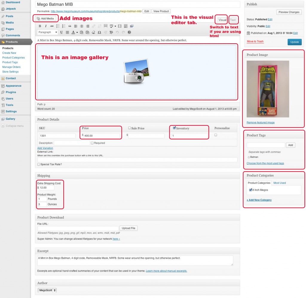 Adding Products - Mego Museum